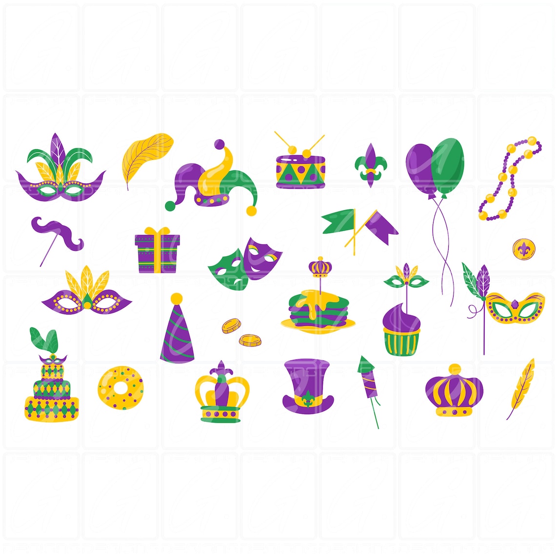 Mardi Gras SVG Bundle - Mardi Gras Clipart, Carnival Silhouette, Mask ...