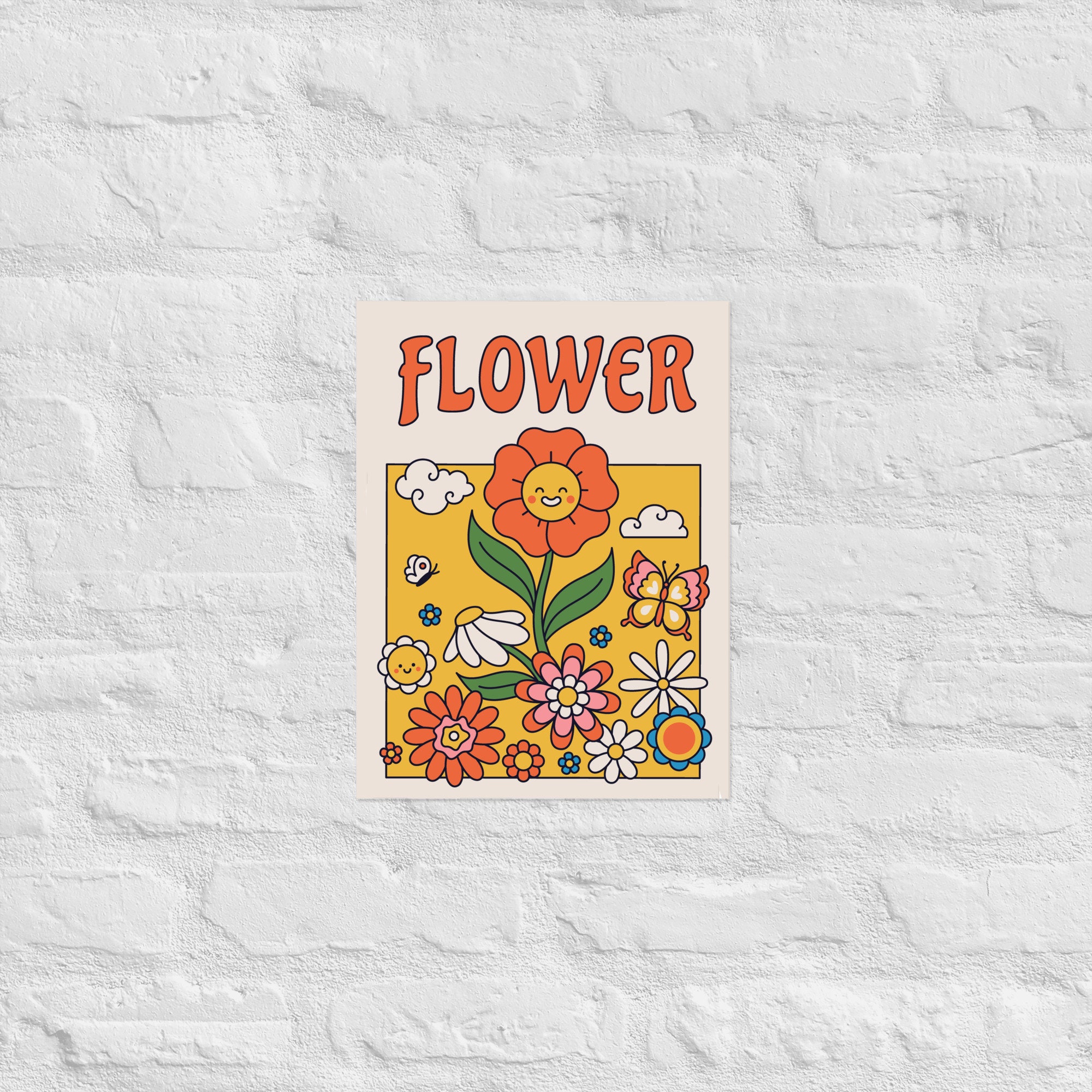 Flower Hippie Poster, Hippie Room Decor, Hippie Gifts, Psychedelic ...