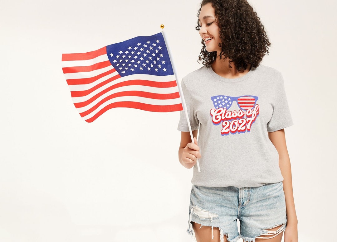 Patriotic Class of 2027 Shirt Graduation Red White Blue USA - Etsy