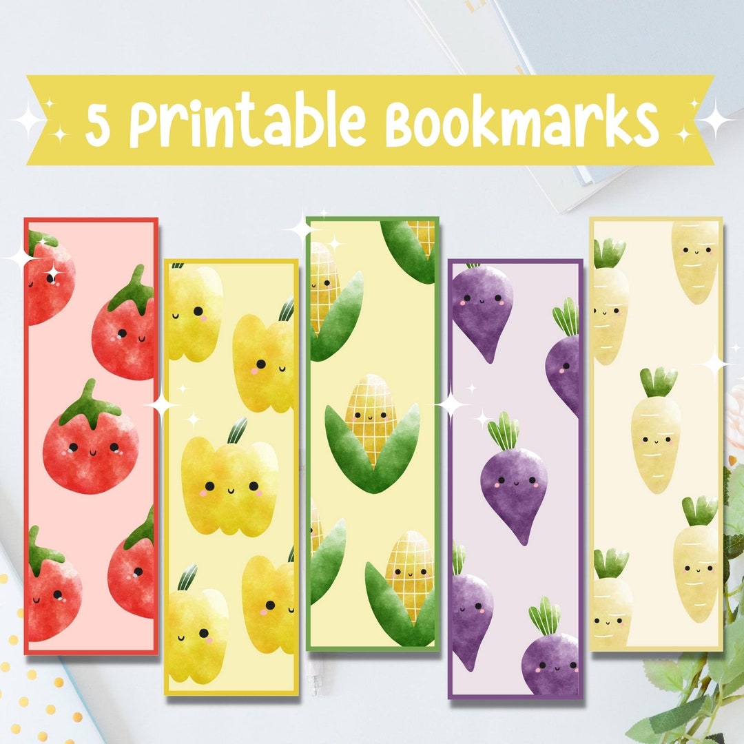 Kawaii Printable Bookmarks 5 Vegetables Bookmarks Digital - Etsy