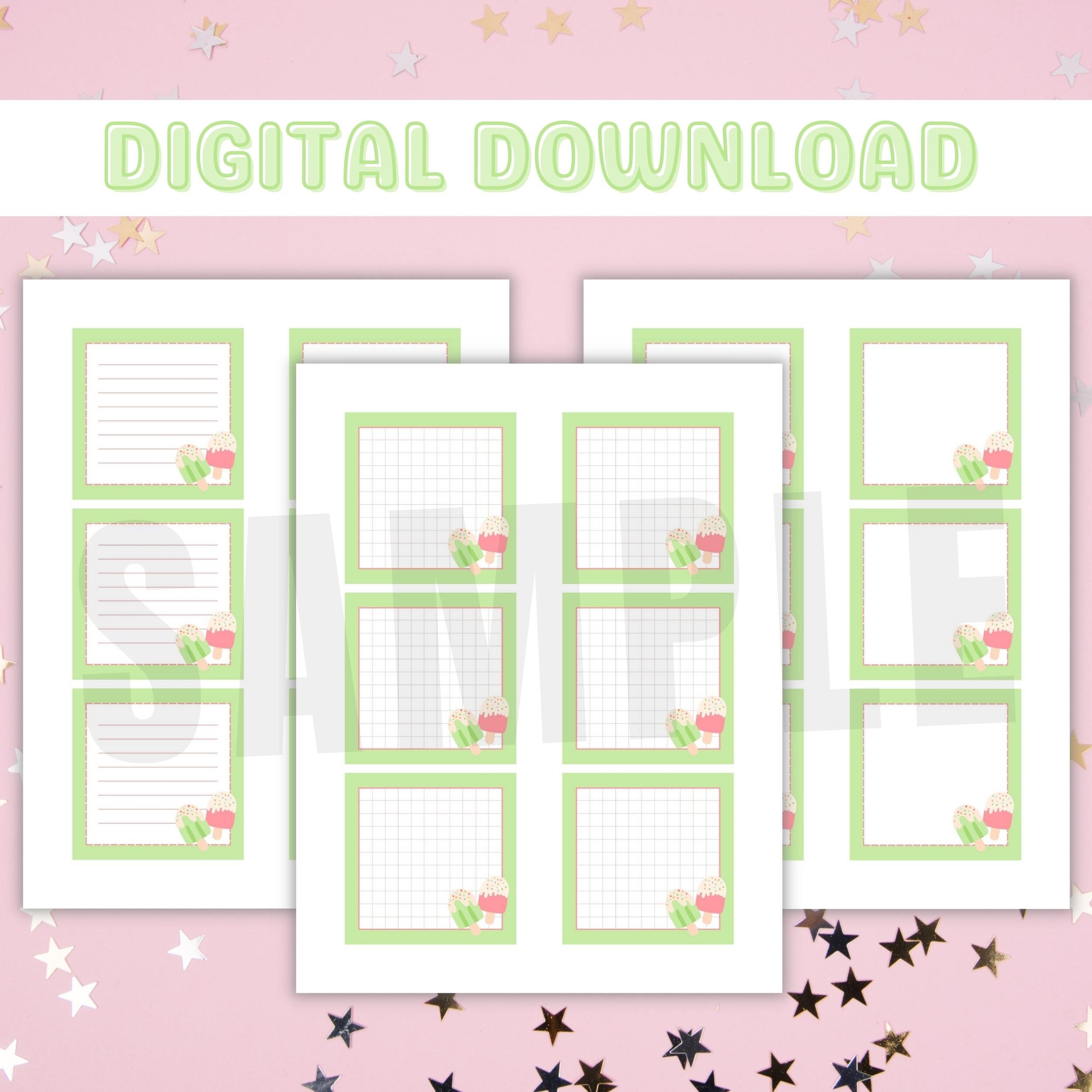 Cute Printable Memo Pads, Cute Ice Cream Memo Sheets Digital Download ...