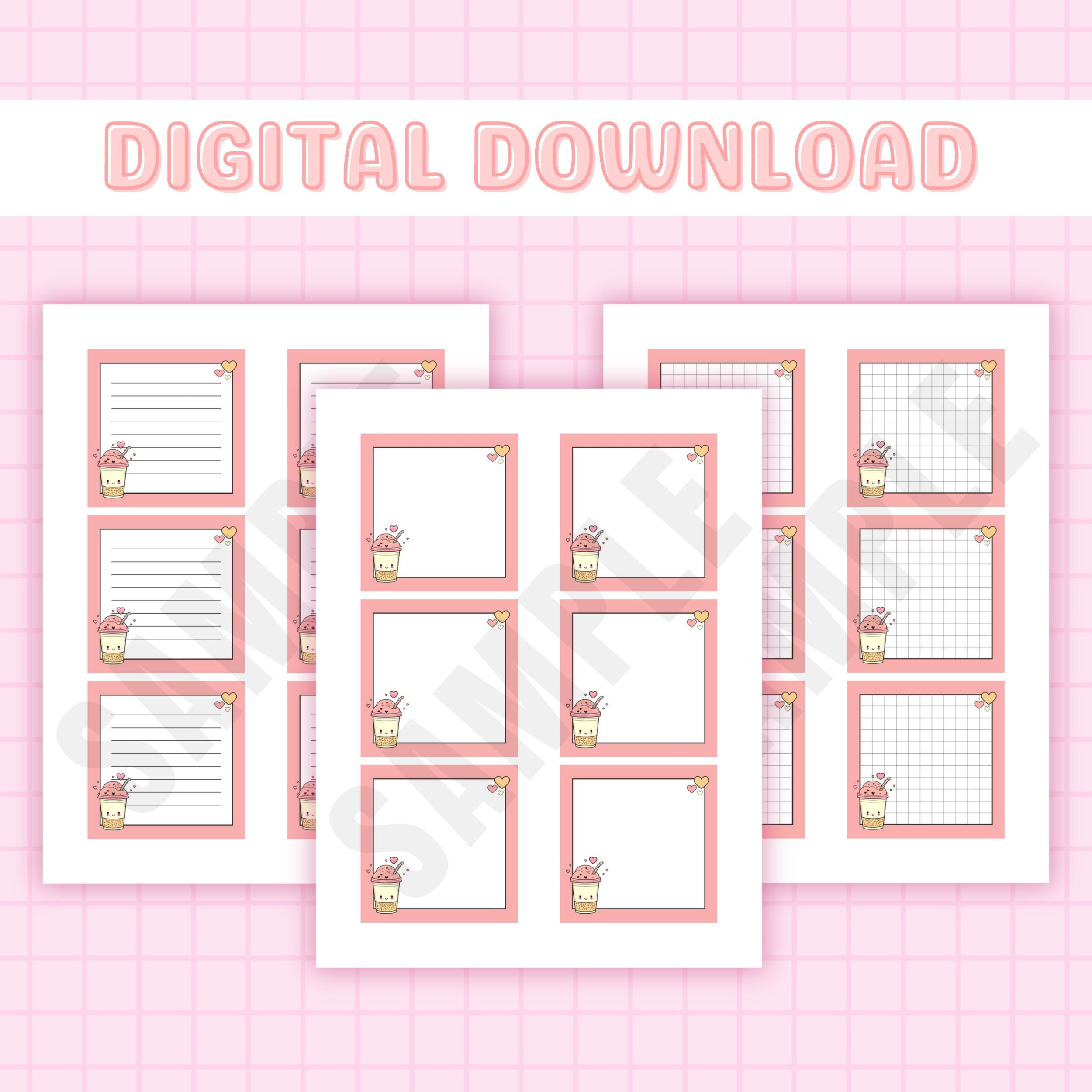 Kawaii Printable Milkshake Memo Pads, Memo Sheets Digital Download ...