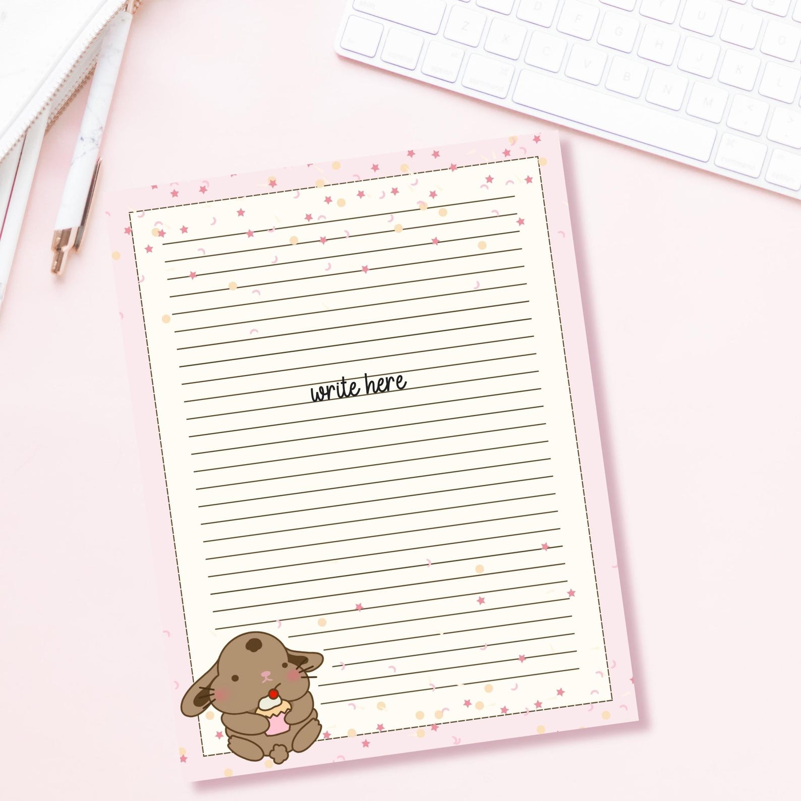 Cute Bunny Stationery Set Printable, Bunny Stationary, Kawaii ...