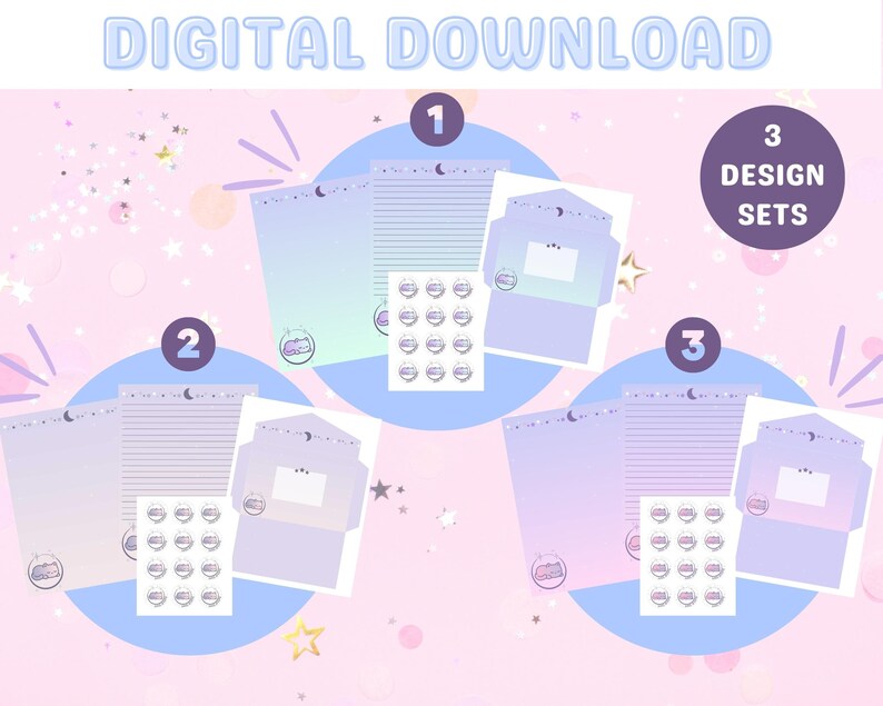 Cute Cat Stationery Bundle Printable Cat Stationary Kawaii - Etsy