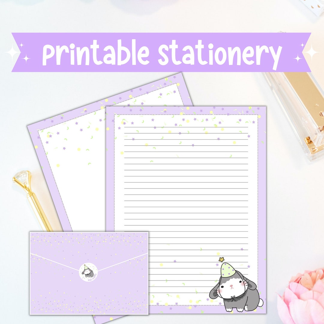 Kawaii Bunny Stationery Set Printable Bunny Stationary - Etsy