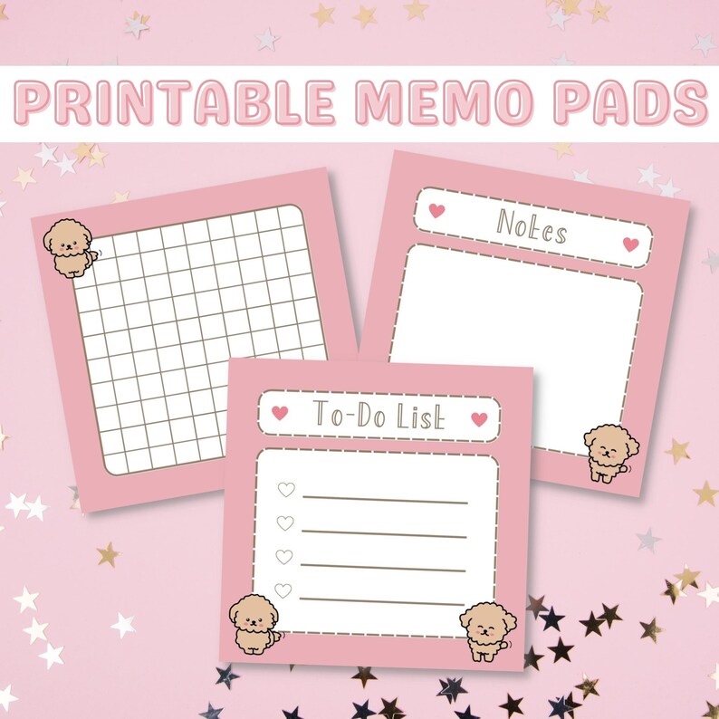 Kawaii Printable Memo Sheets, Cute Memo Pads Digital Download, Kawaii ...