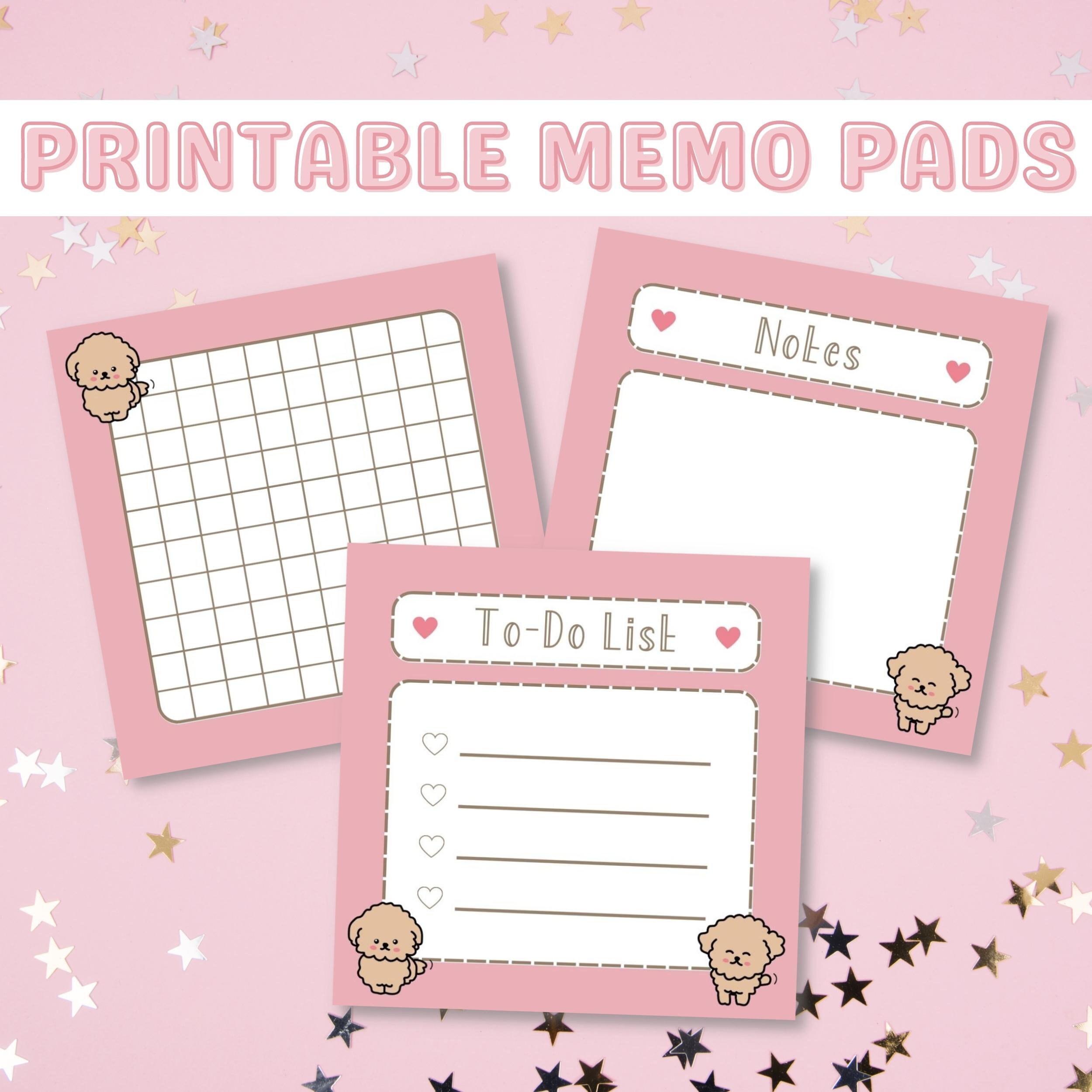 Kawaii Printable Memo Sheets, Cute Memo Pads Digital Download, Kawaii ...