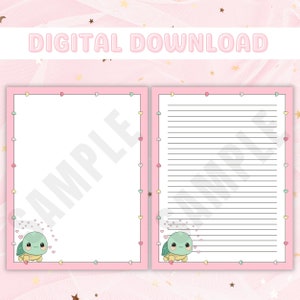 Kawaii Turtle Stationery Printable, Cute Turtle, Kawaii Stationary ...