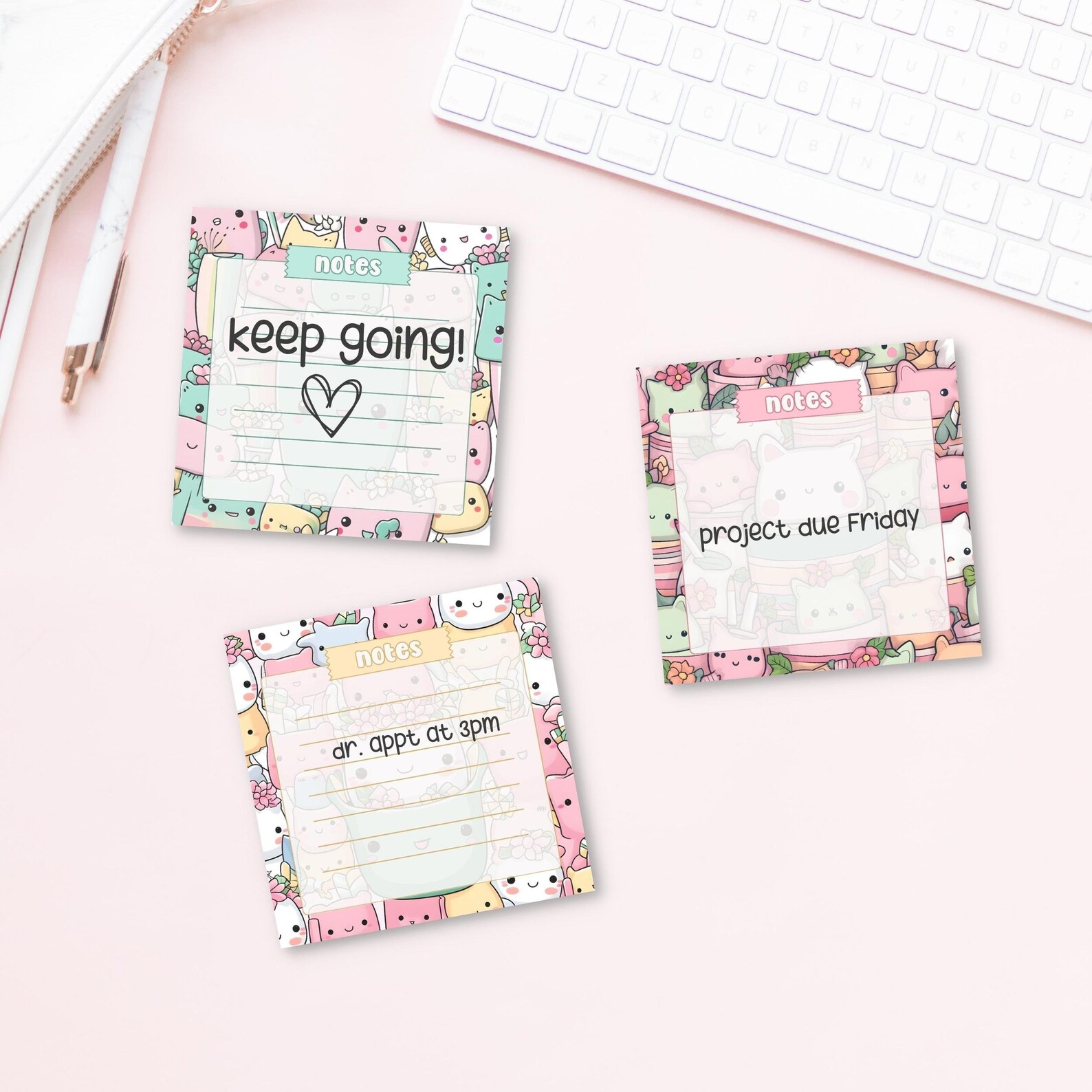 Kawaii Printable Plant Memo Pad, Memo Sheet Digital Download, Kawaii ...