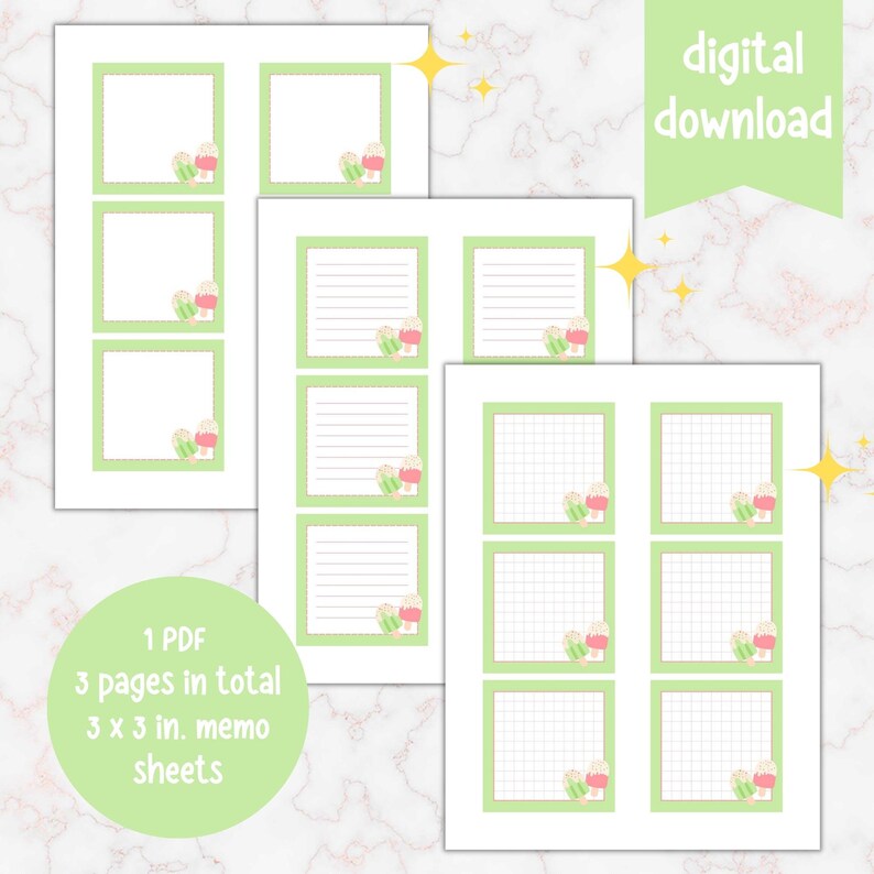 Cute Printable Memo Pads Cute Ice Cream Memo Sheets Digital - Etsy