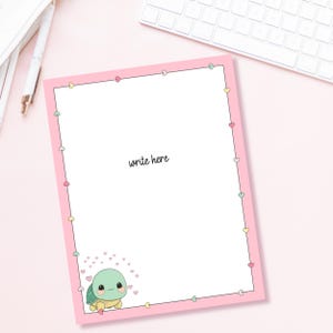 Kawaii Turtle Stationery Printable, Cute Turtle, Kawaii Stationary ...