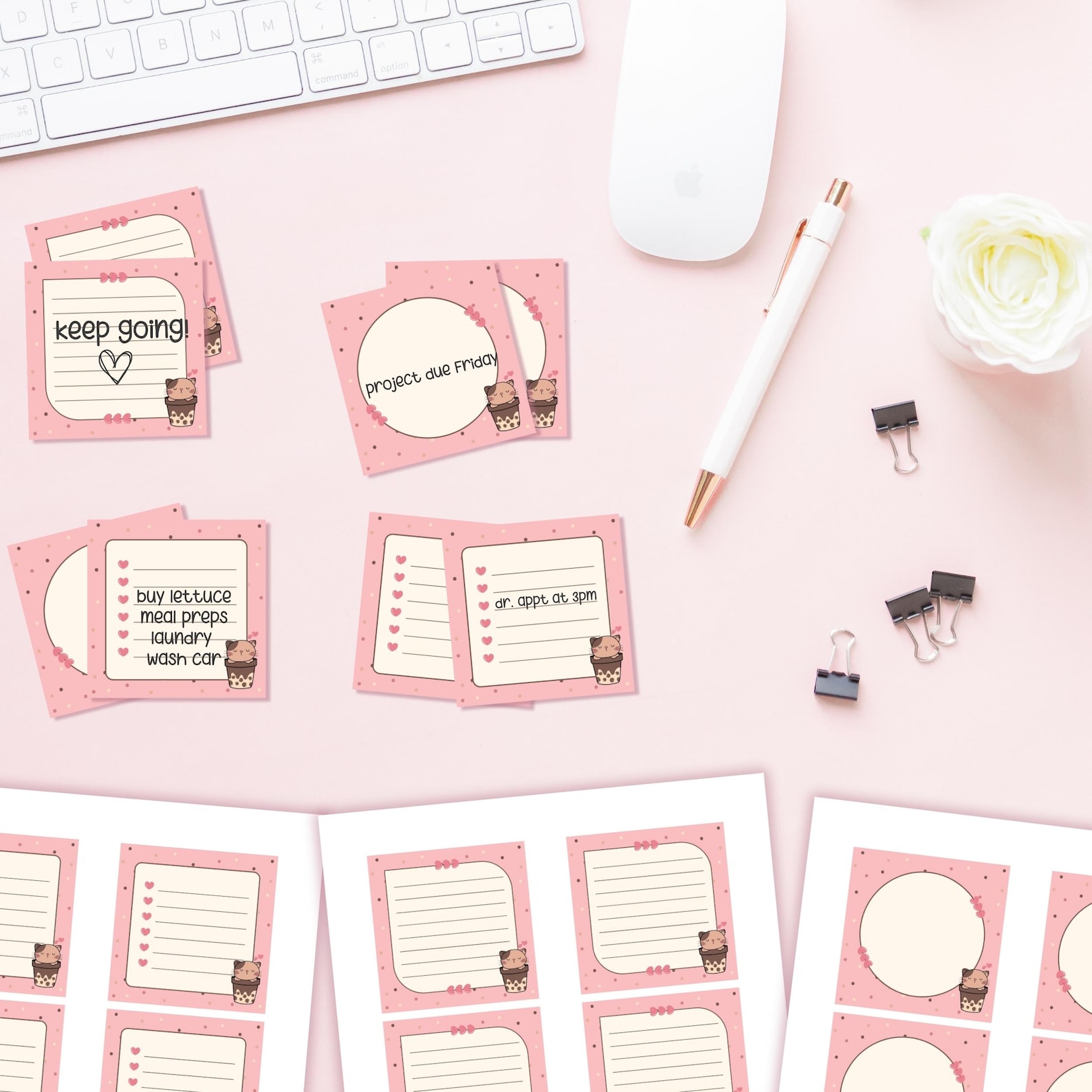 Printable Cat Memo Sheets, Kawaii Memo Pads Instant Download, Kawaii ...