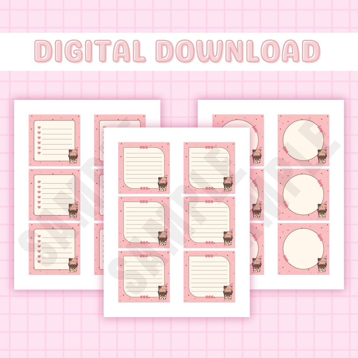 Printable Cat Memo Sheets, Kawaii Memo Pads Instant Download, Kawaii ...