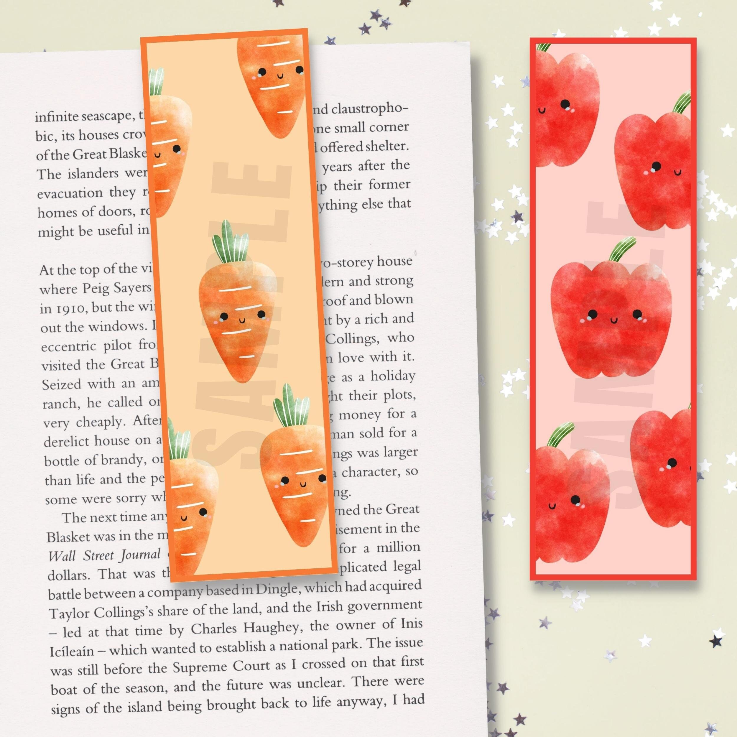 Kawaii Printable Veggies Bookmarks, 5 Bookmarks Digital Download ...