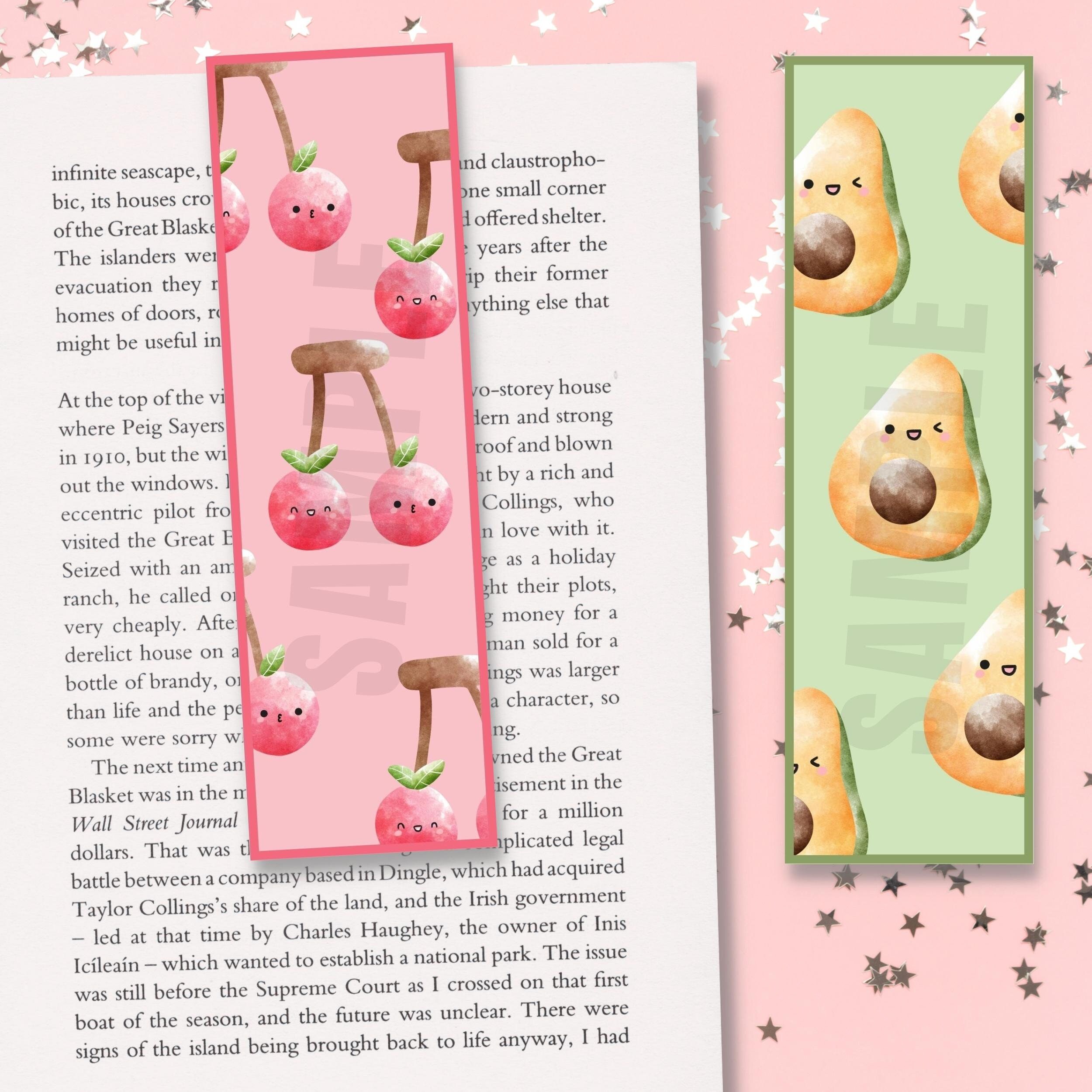 Kawaii Printable Bookmarks, 5 Fruits Bookmarks Digital Download, Kawaii ...