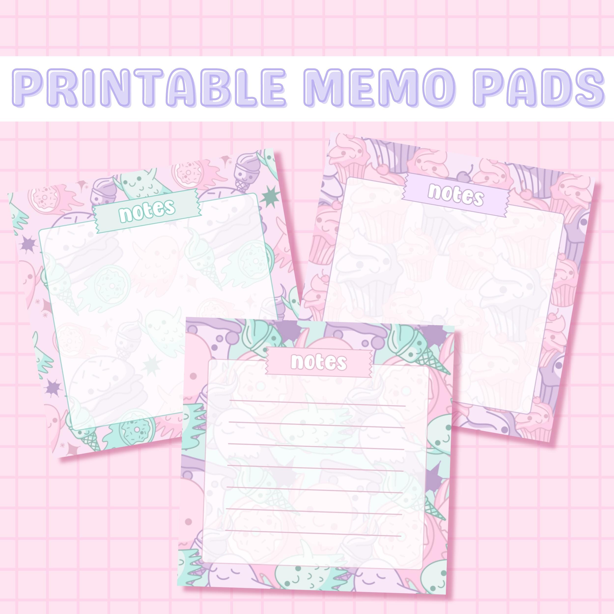 Pastel Goth Ghosts Printable Memo Pad, Memo Sheet Digital Download ...