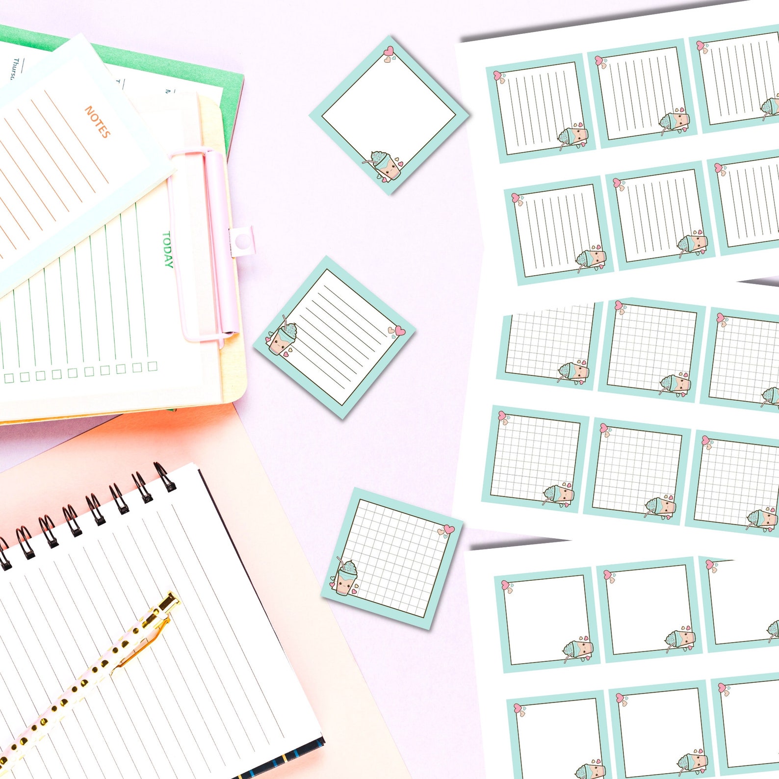 Kawaii Printable Memo Pads Milkshake Memo Sheets Digital - Etsy
