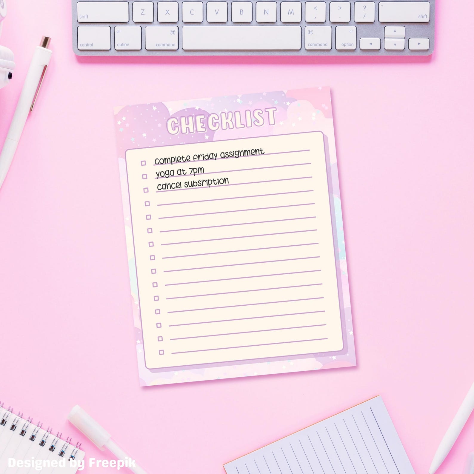 Purple Clouds Weekly Planner With Checklist, Stationery Printable ...