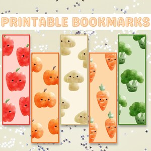 Kawaii Printable Veggies Bookmarks, 5 Bookmarks Digital Download ...