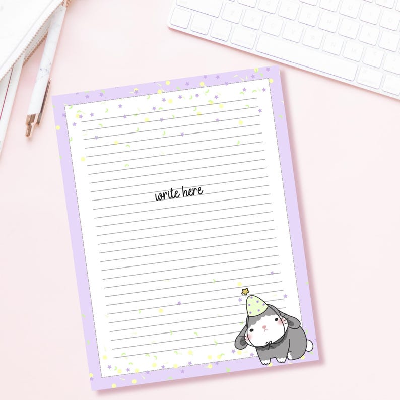 Kawaii Bunny Stationery Set Printable, Bunny Stationary, Kawaii ...