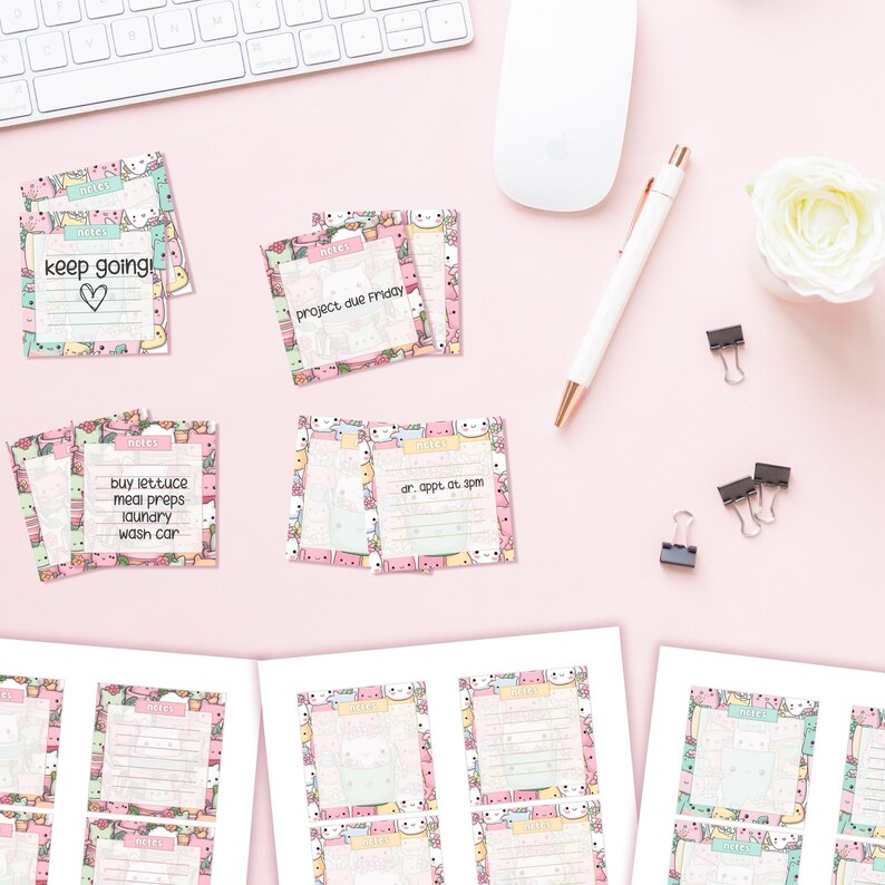 Kawaii Printable Plant Memo Pad, Memo Sheet Digital Download, Kawaii ...