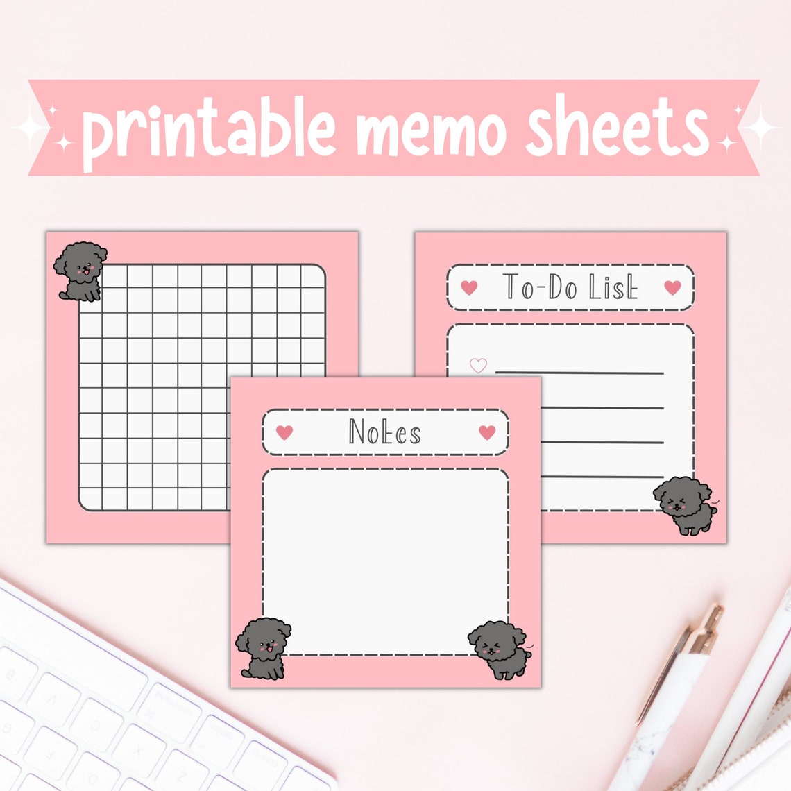 Kawaii Printable Memo Sheets Cute Memo Pads Digital Download - Etsy