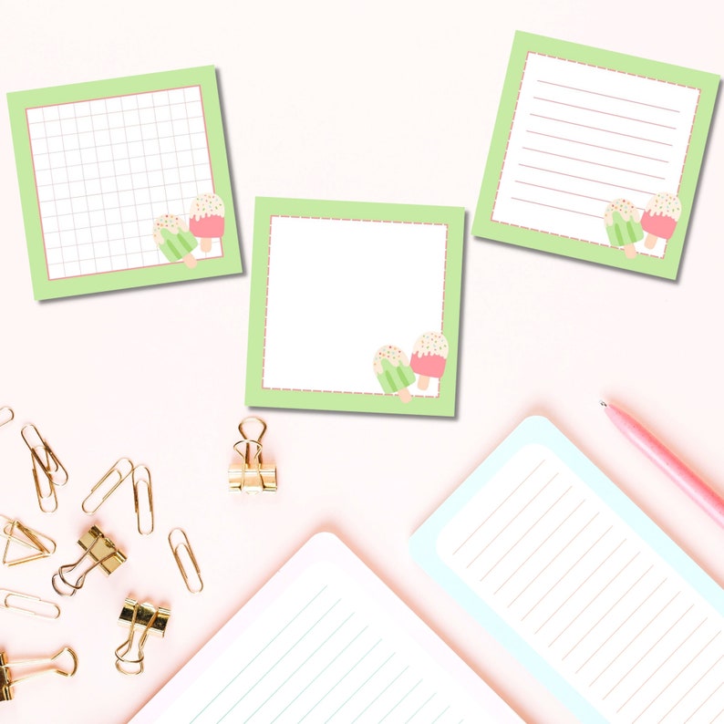 Cute Printable Memo Pads Cute Ice Cream Memo Sheets Digital - Etsy