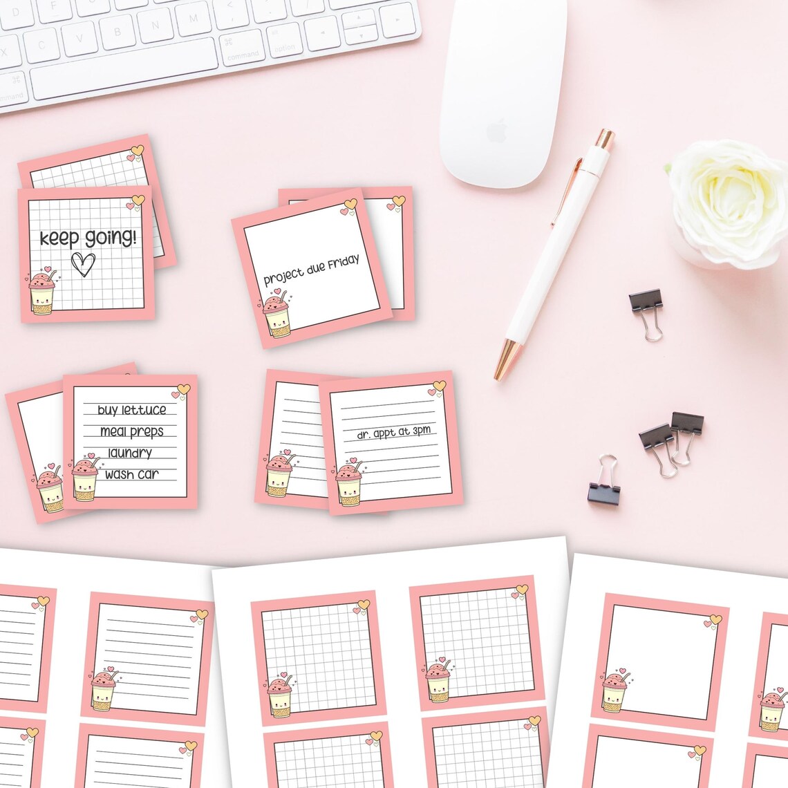 Kawaii Printable Milkshake Memo Pads, Memo Sheets Digital Download ...