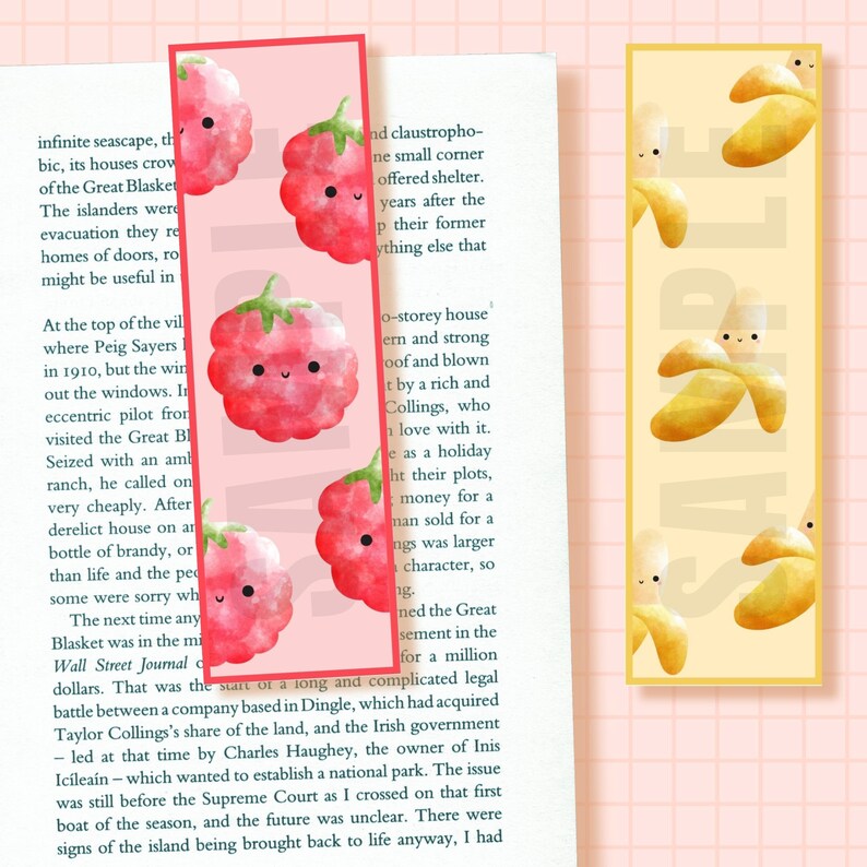 Kawaii Printable Fruits Bookmarks, 5 Bookmarks Digital Download, Kawaii ...