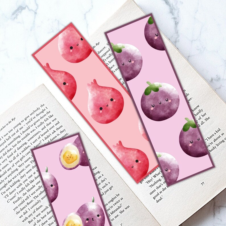 Printable Kawaii Bookmarks 5 Fruits Bookmark Designs Digital - Etsy