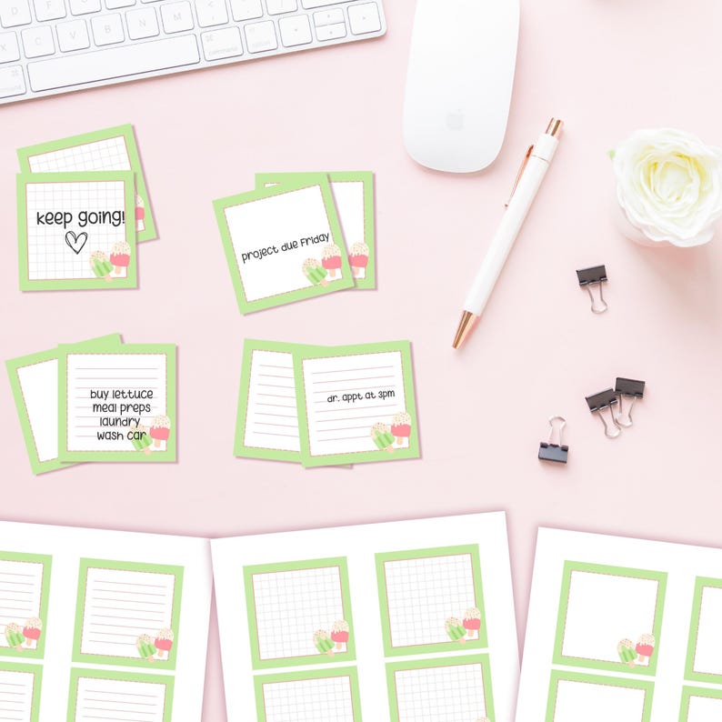 Cute Printable Memo Pads, Cute Ice Cream Memo Sheets Digital Download ...