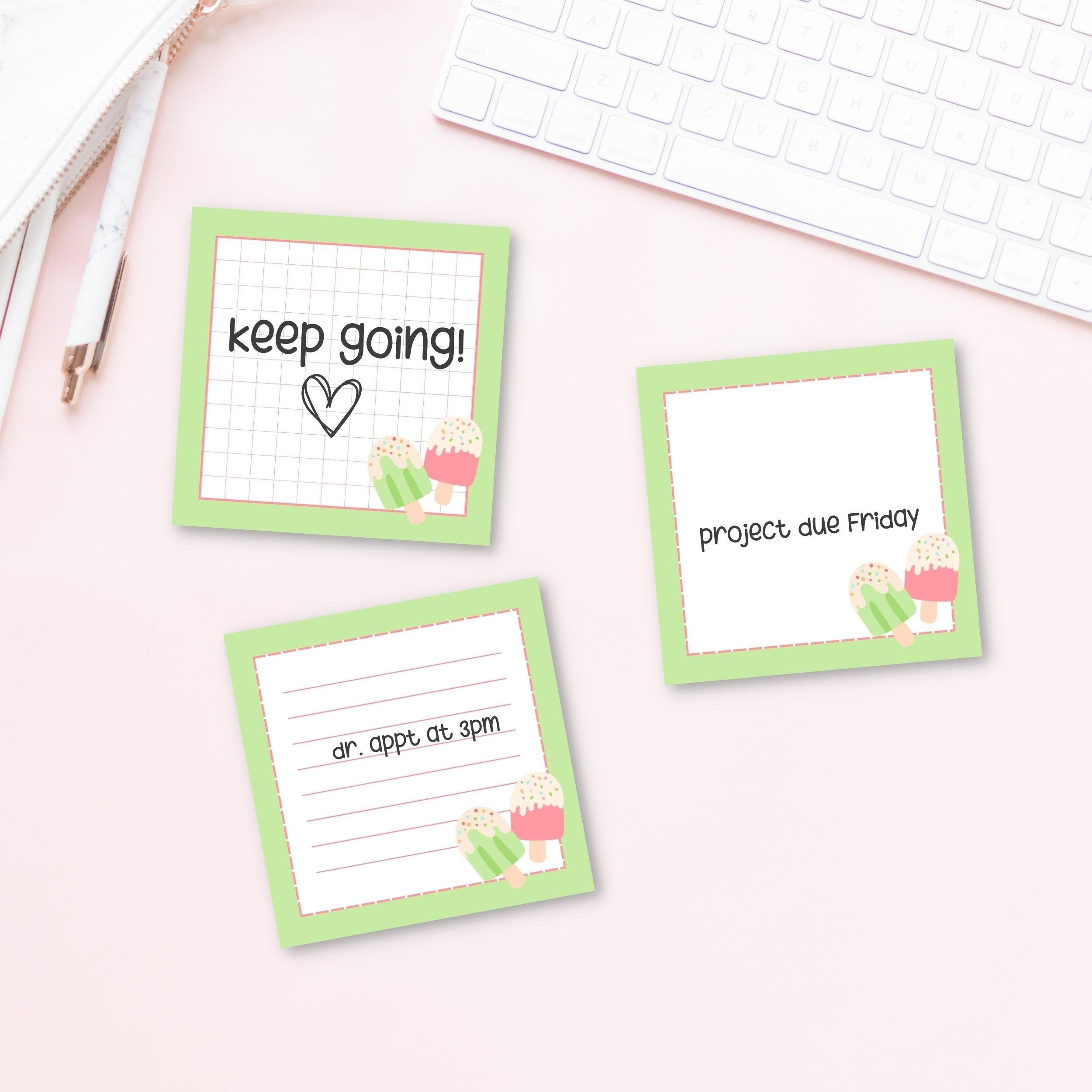 Cute Printable Memo Pads, Cute Ice Cream Memo Sheets Digital Download ...
