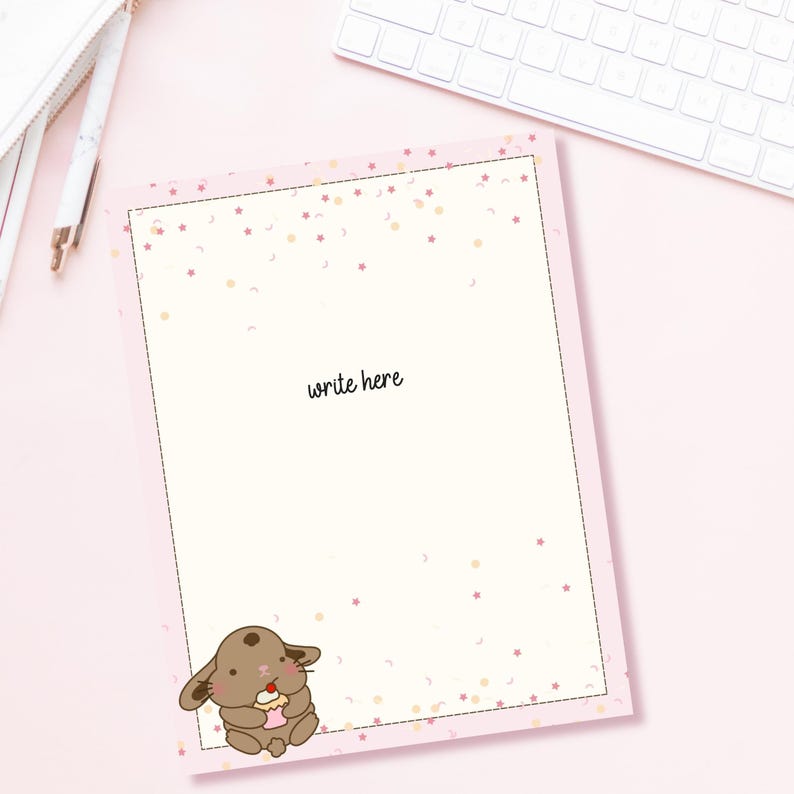 Cute Bunny Stationery Set Printable, Bunny Stationary, Kawaii ...