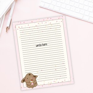 Cute Bunny Stationery Set Printable, Bunny Stationary, Kawaii ...