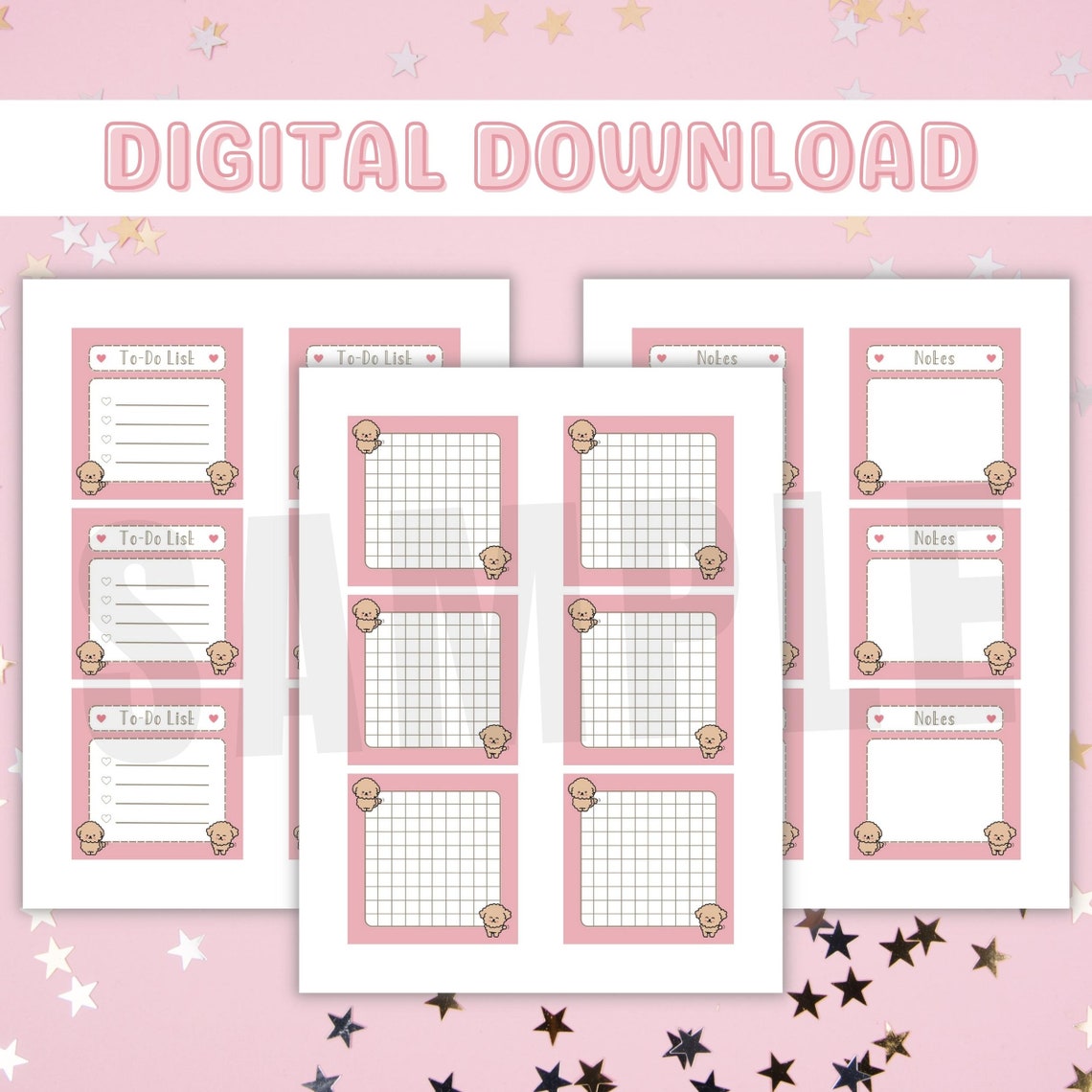 Kawaii Printable Memo Sheets, Cute Memo Pads Digital Download, Kawaii ...