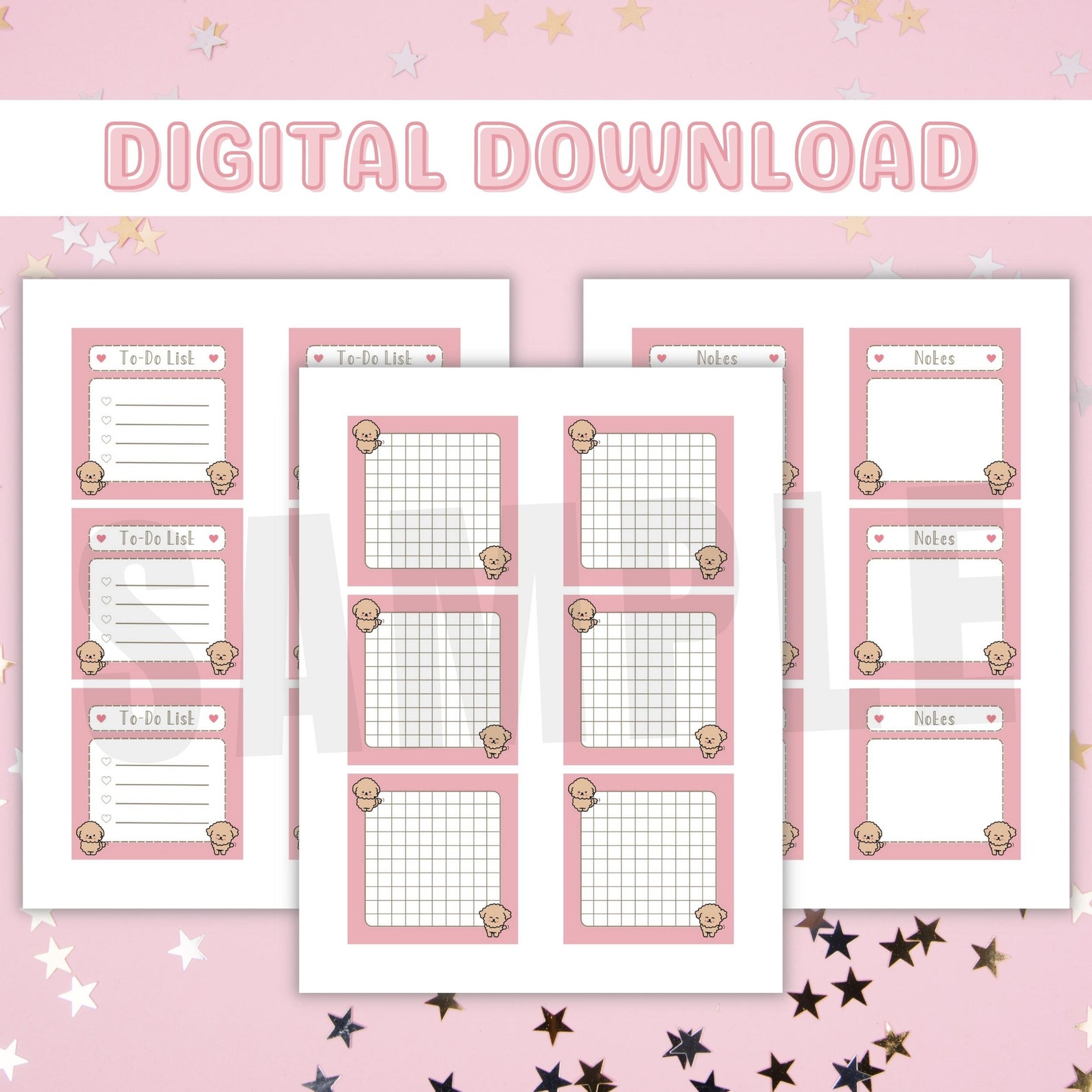 Kawaii Printable Memo Sheets, Cute Memo Pads Digital Download, Kawaii ...