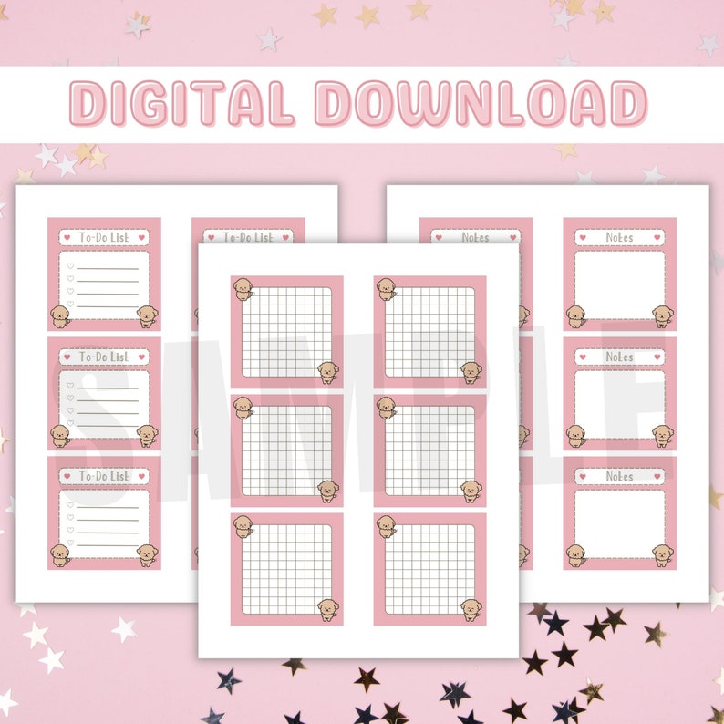 Kawaii Printable Memo Sheets, Cute Memo Pads Digital Download, Kawaii ...