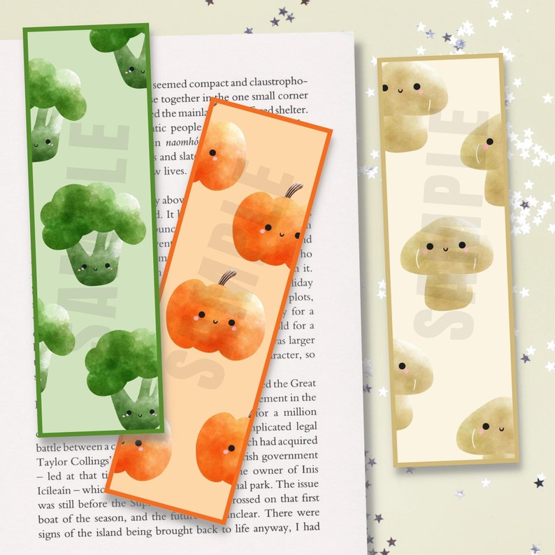 Kawaii Printable Veggies Bookmarks 5 Bookmarks Digital - Etsy