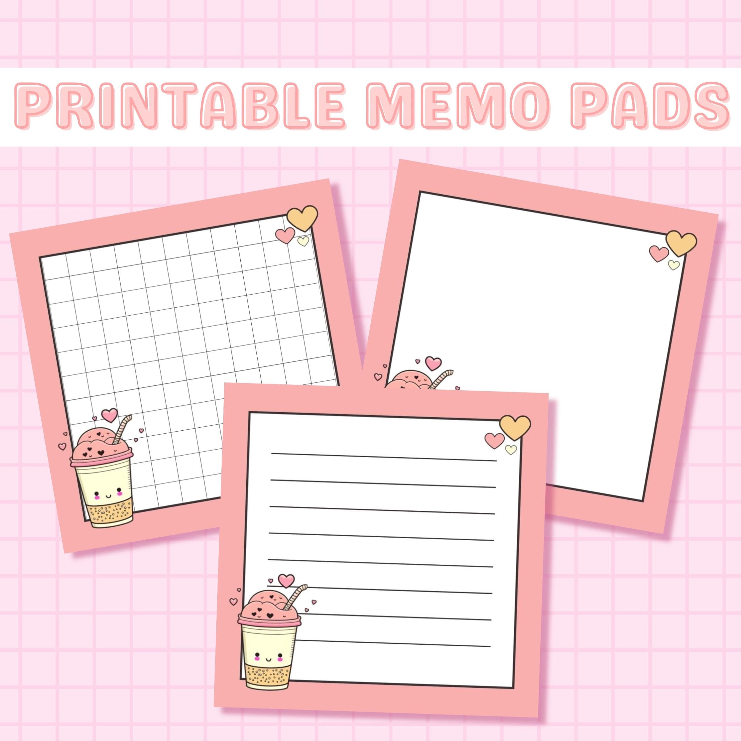 Kawaii Printable Milkshake Memo Pads, Memo Sheets Digital Download ...