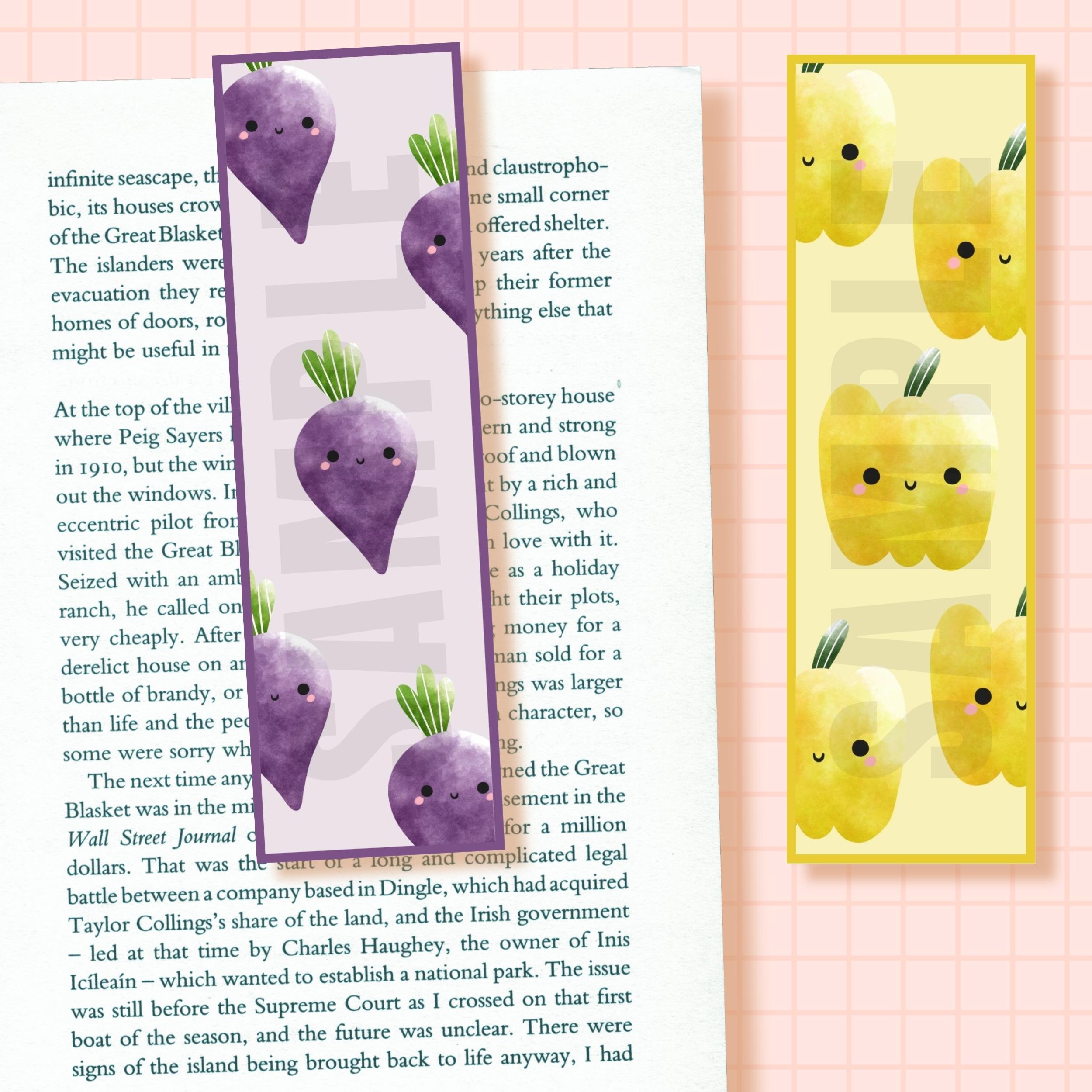 Kawaii Printable Bookmarks, 5 Vegetables Bookmarks Digital Download ...