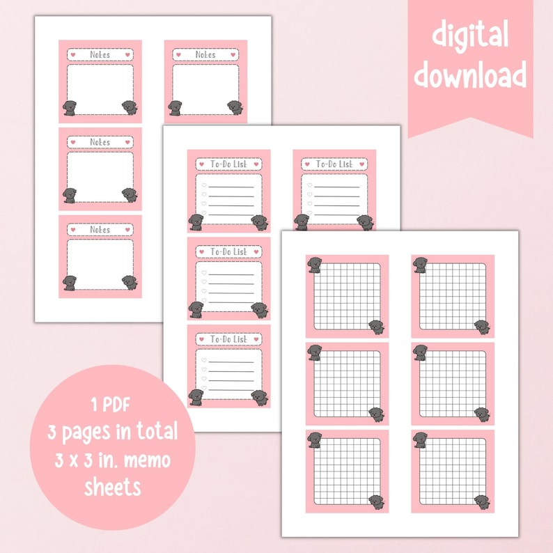 Kawaii Printable Memo Sheets Cute Memo Pads Digital Download - Etsy