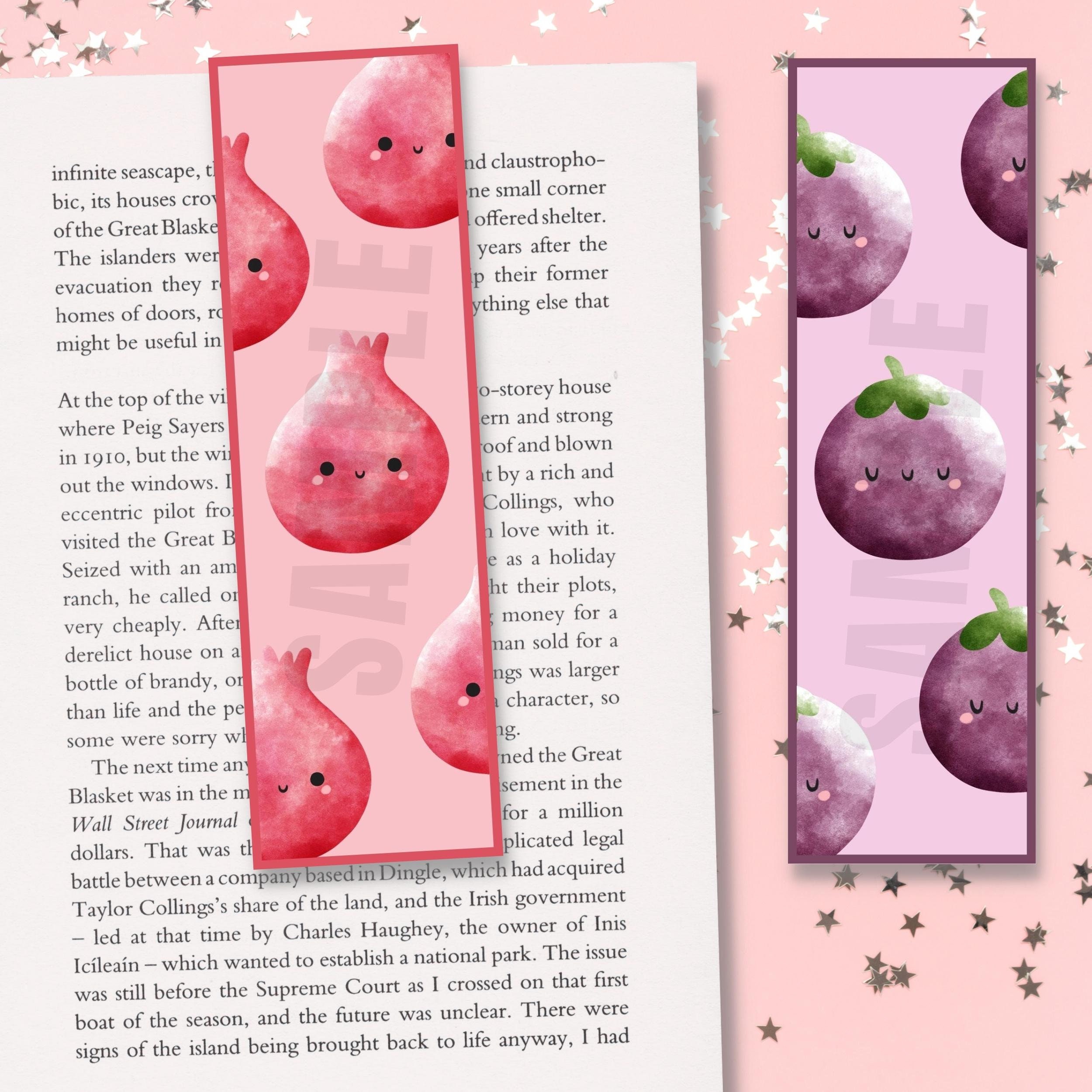 Printable Kawaii Bookmarks, 5 Fruits Bookmark Designs Digital Download ...