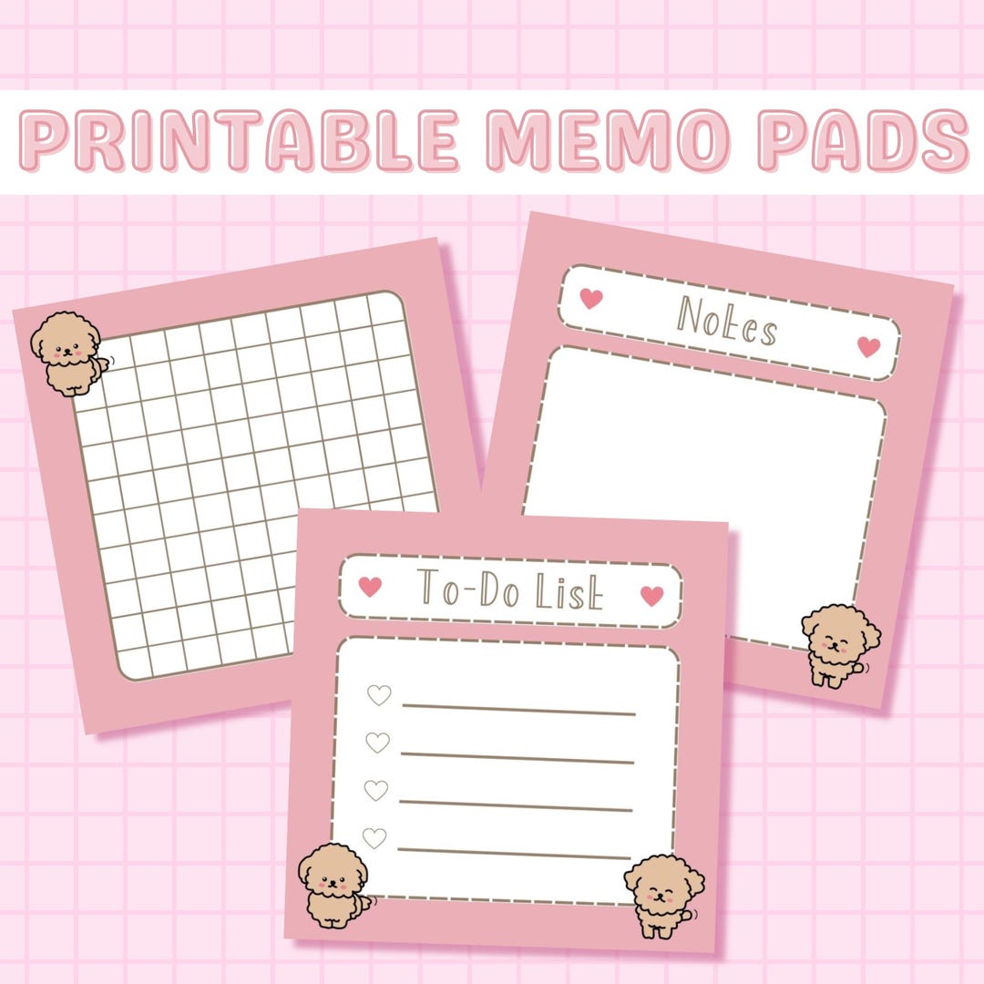 Kawaii Printable Memo Sheets, Cute Memo Pads Digital Download, Kawaii ...