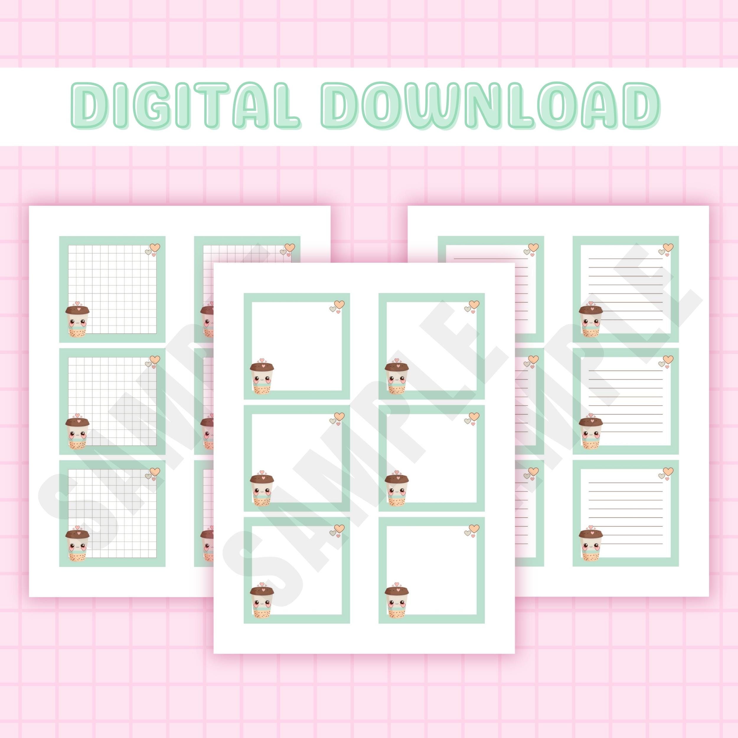 Kawaii Printable Coffee Cup Memo Pad, Memo Sheets Digital Download ...