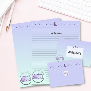 Cute Cat Stationery Bundle Printable, Cat Stationary, Kawaii Stationary ...