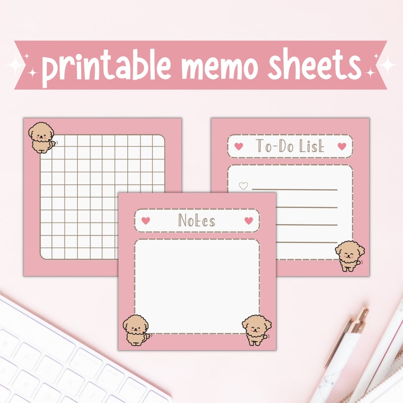 Kawaii Printable Memo Sheets Cute Memo Pads Digital Download - Etsy