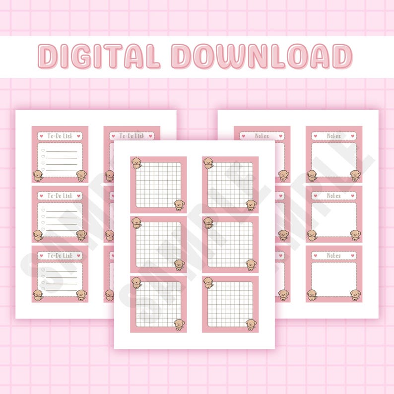 Kawaii Printable Memo Sheets, Cute Memo Pads Digital Download, Kawaii ...