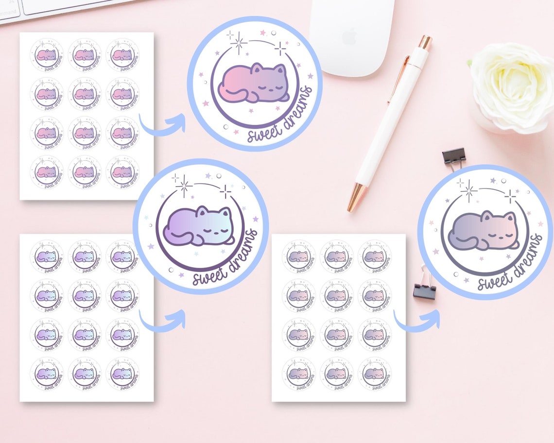 Cute Cat Stationery Bundle Printable, Cat Stationary, Kawaii Stationary ...
