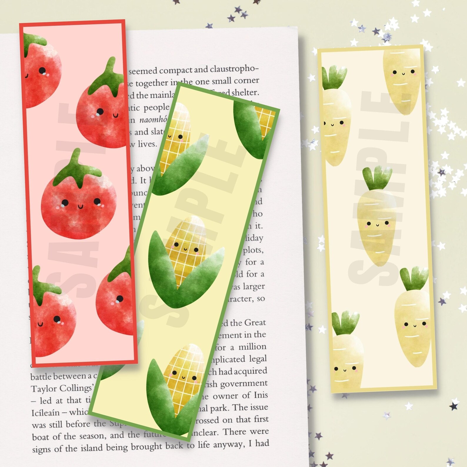 Kawaii Printable Bookmarks, 5 Vegetables Bookmarks Digital Download ...