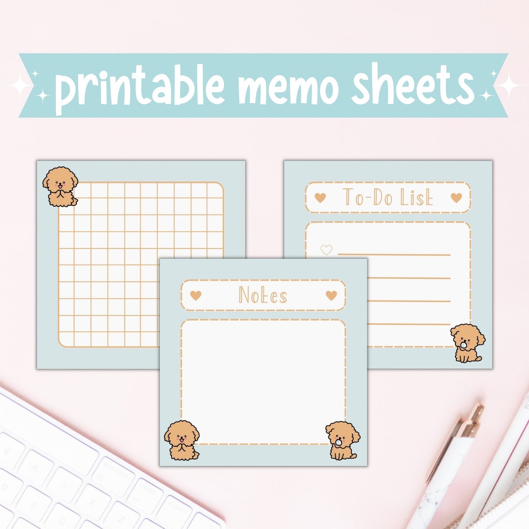 Kawaii Printable Memo Pads Cute Memo Sheets Digital Download - Etsy